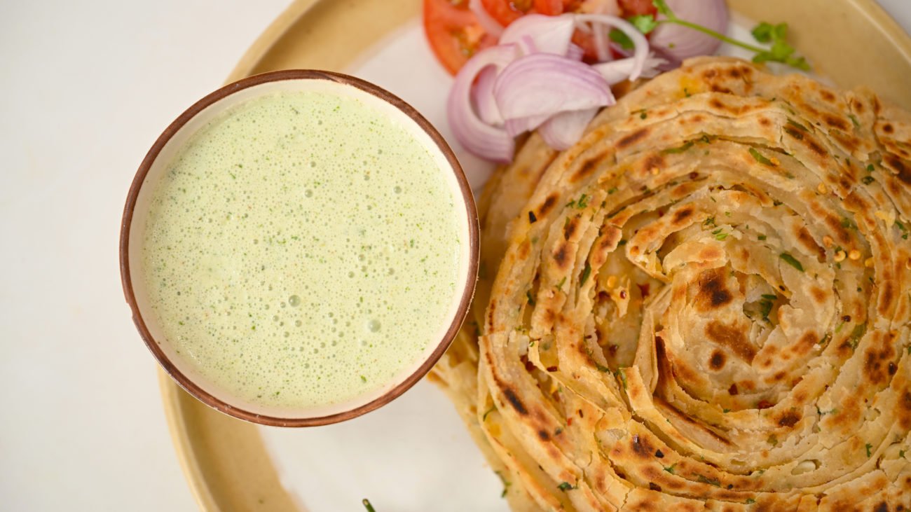 Chilli Garlic Laccha Paratha | Chutney Raita – FoodWiki