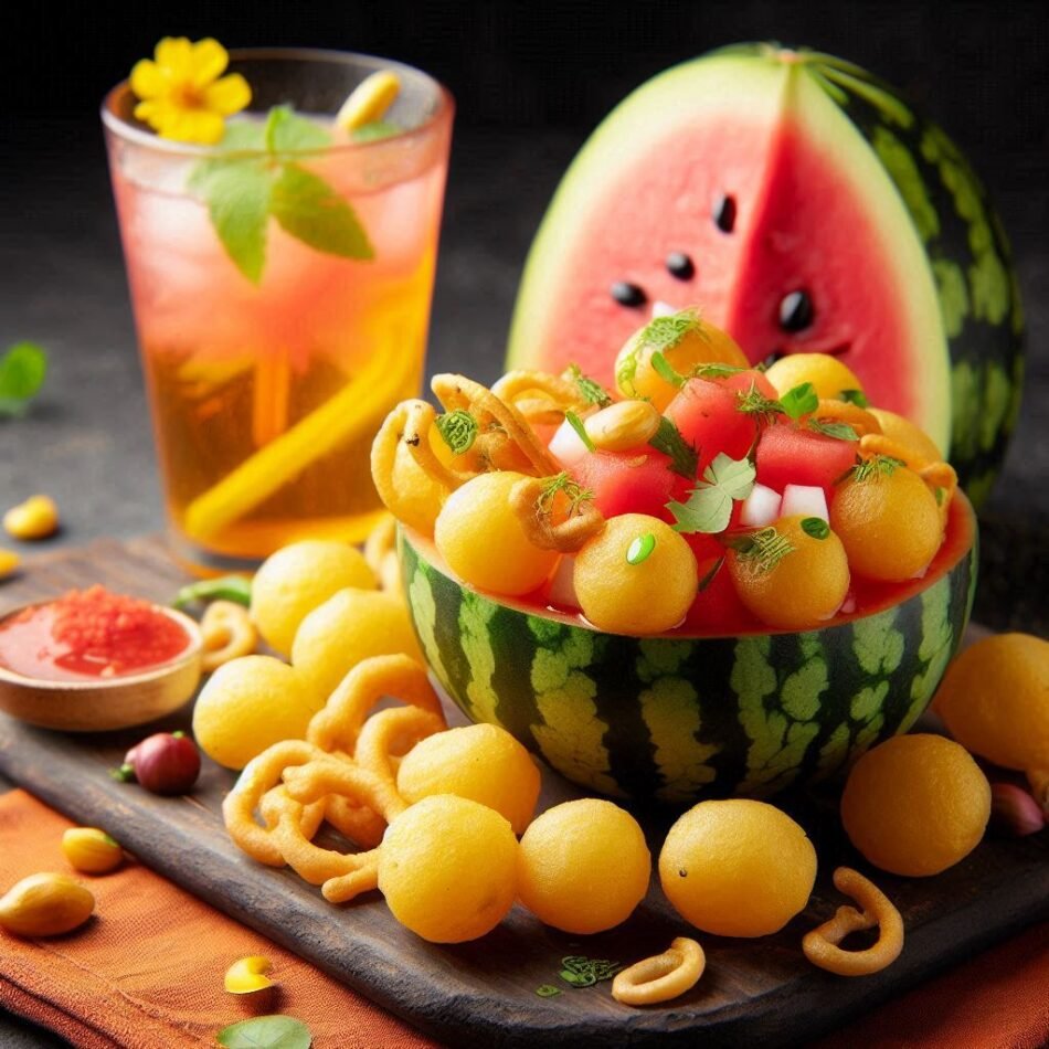 Gol Gappe with Aam Panna Pani, Watermelon Pani | Indian Chaat Recipe ...